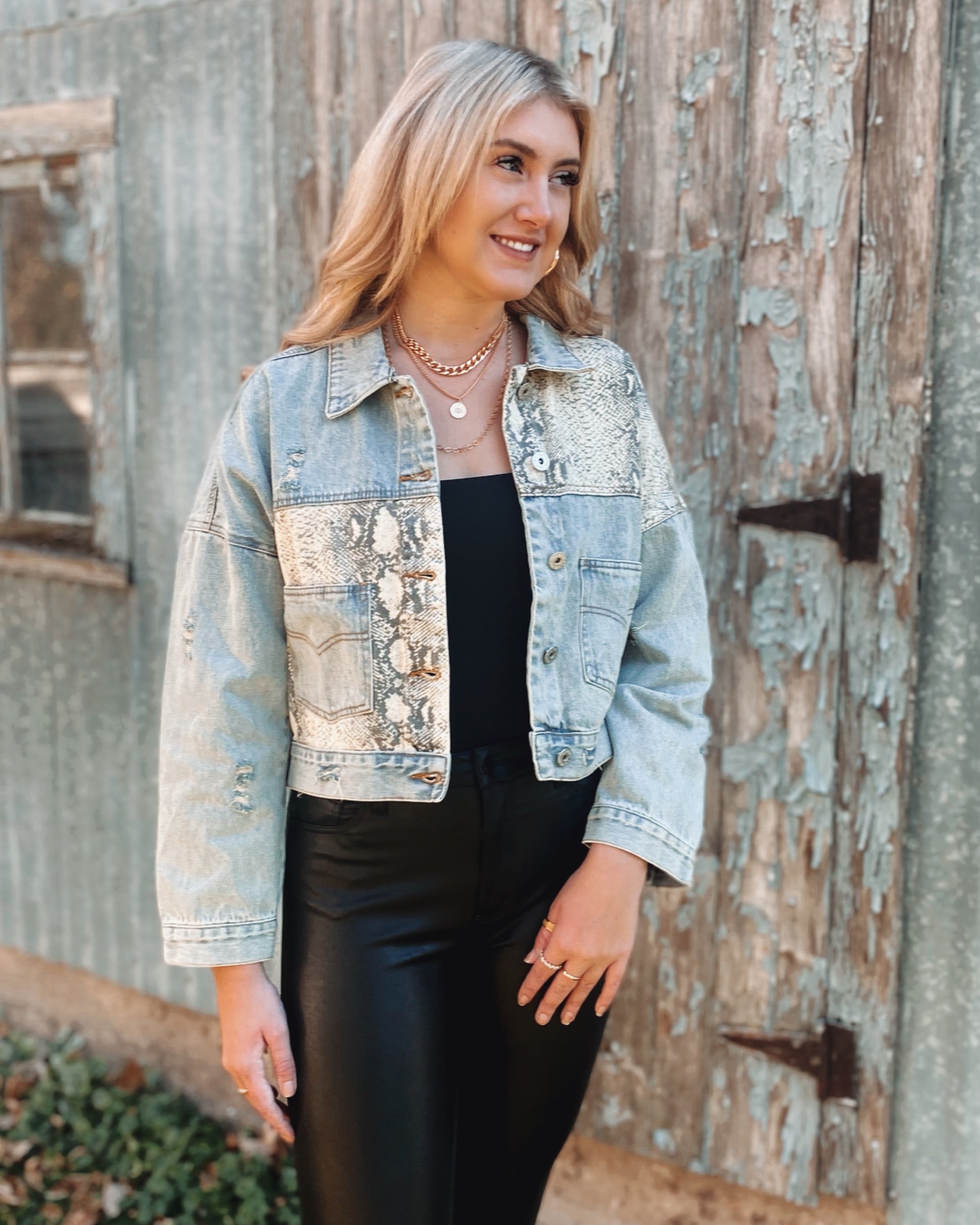 Denim Snake Jacket – CaraLyn Boutique